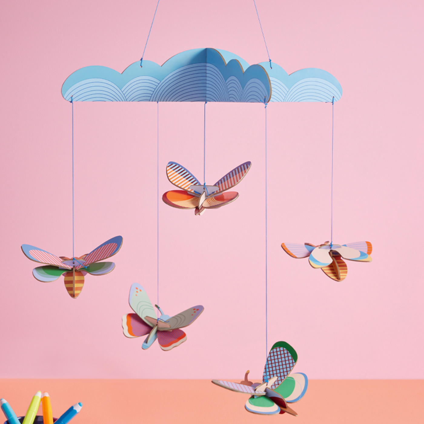 Pink Paper Butterfly Mobile